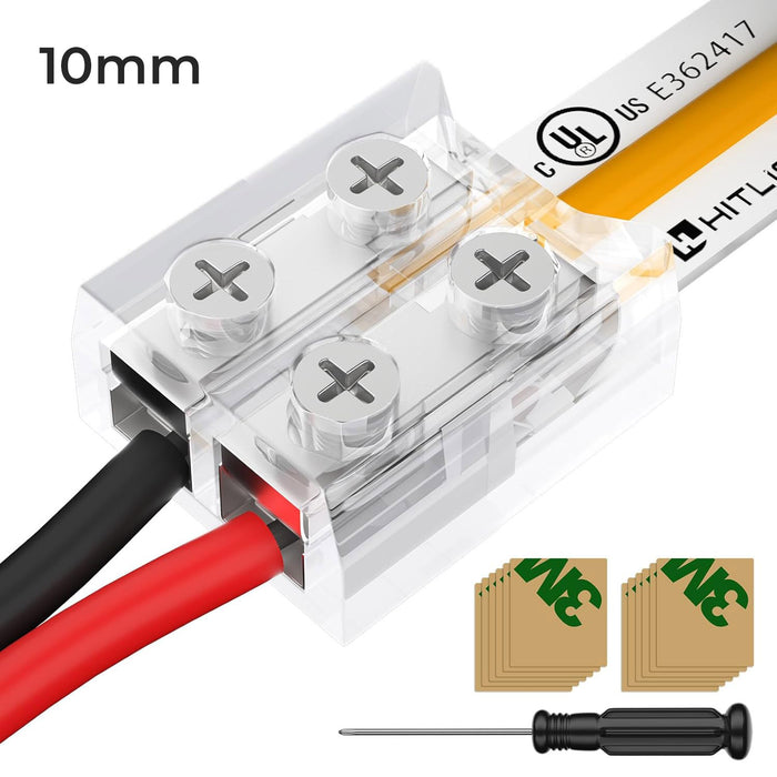10mm 2 Pin Solderless Transparent Terminal Block LED Light Strip Conne