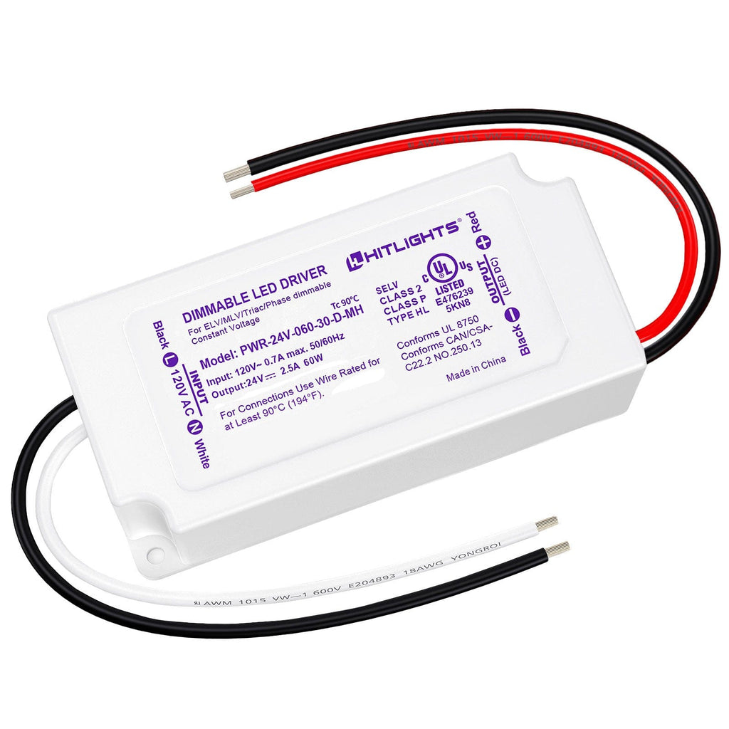 24V LED Dimmable Driver 60W Mini UL Listed Class 2