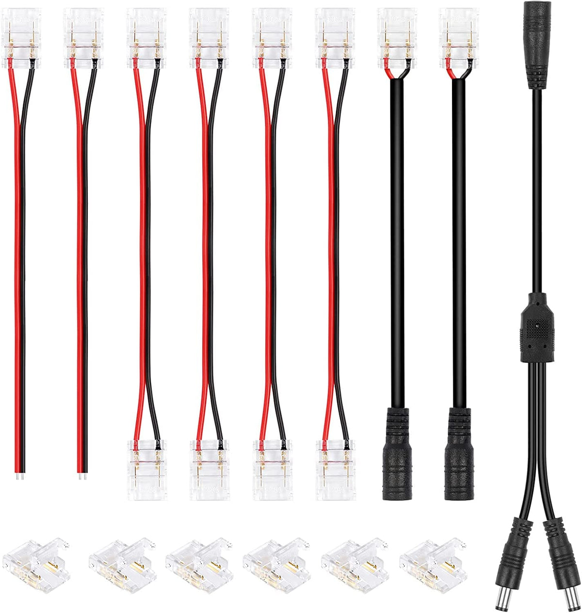 2Pin 10mm LED Connector Kit: Gapless Connector, Jumper Connector, Pigt