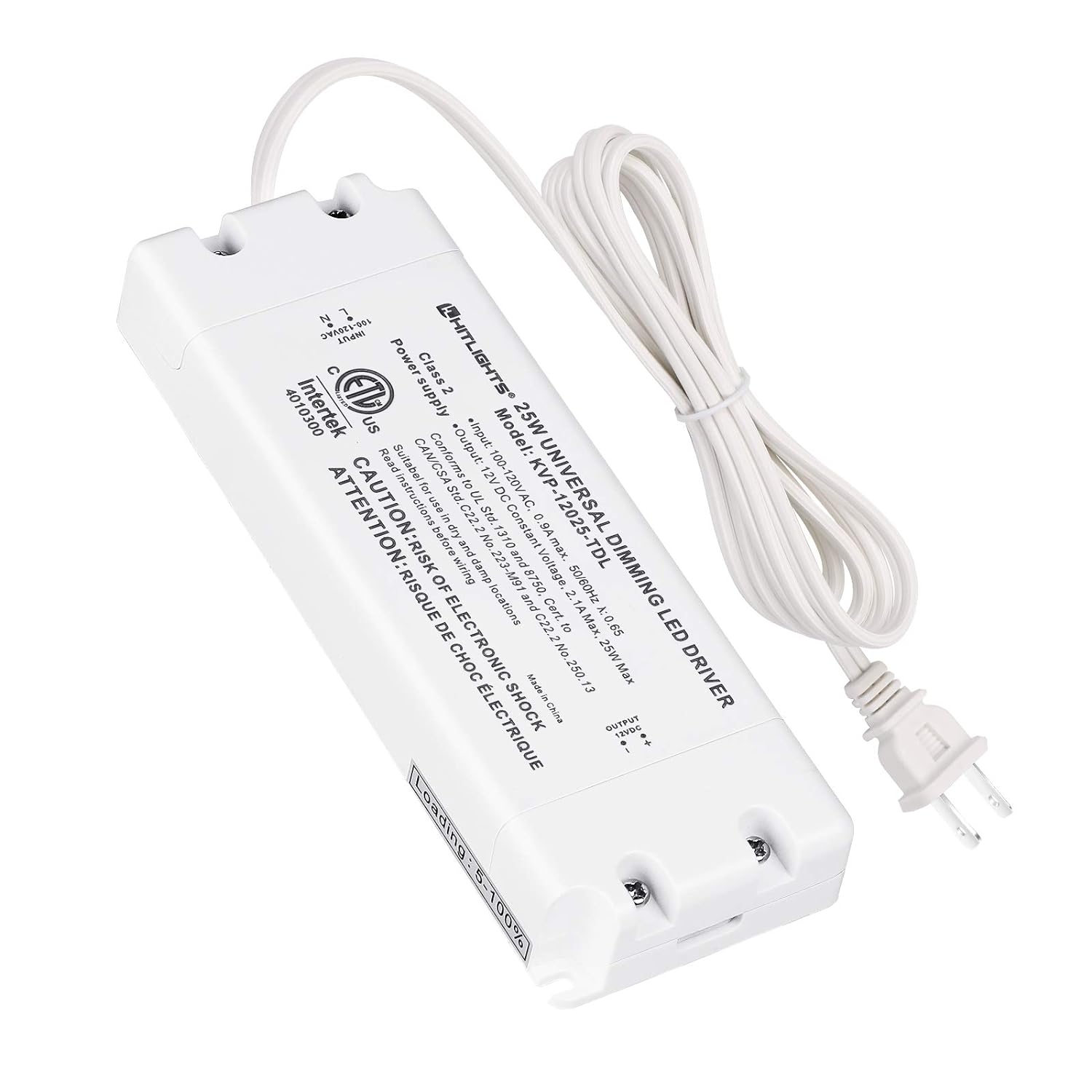 12V LED Dimmable Driver 25W Universal ETL Class 2