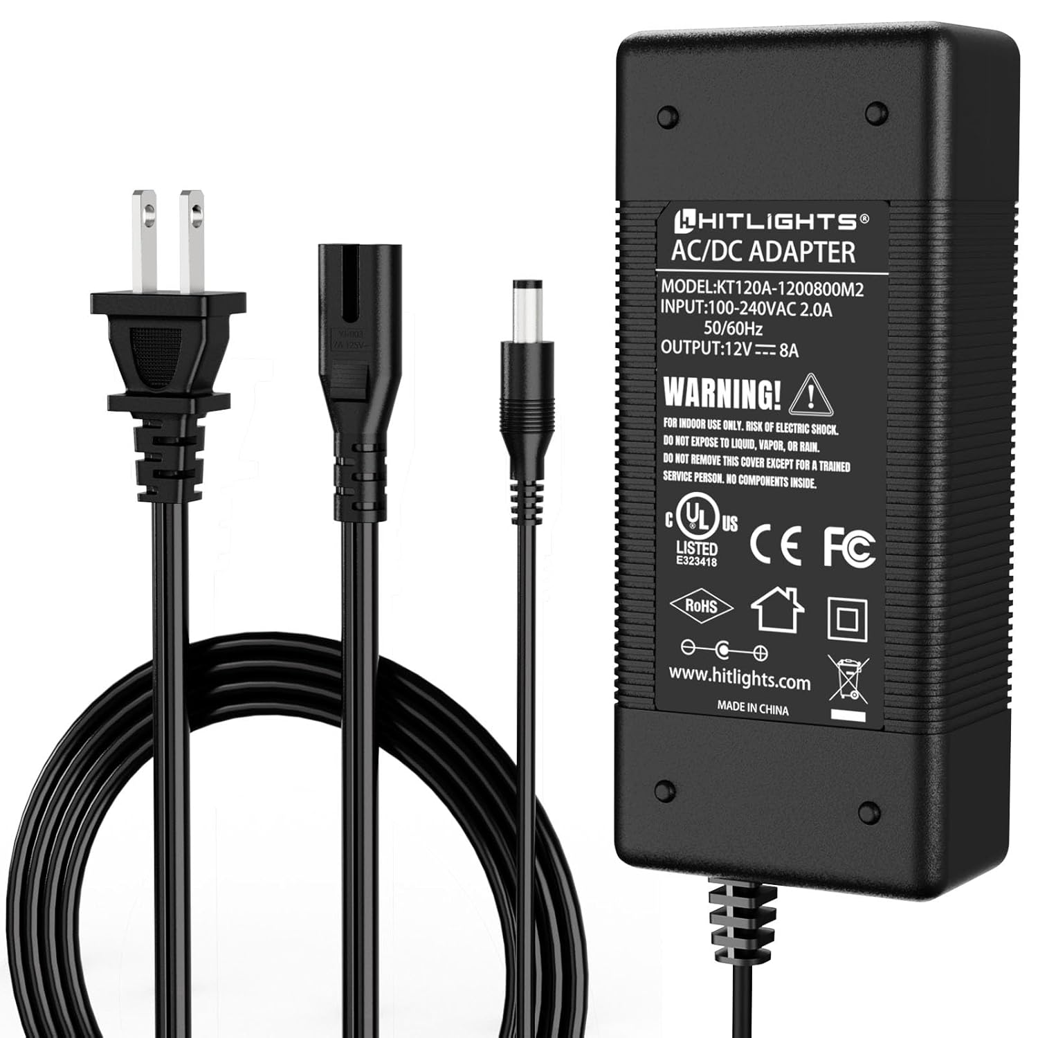 12-Volt DC Plug | 96-Watts Power Supply | HitLights.com